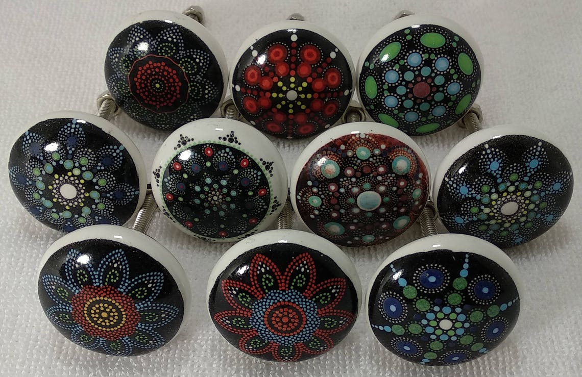 Multi Color Ceramic Knobs Kitchen Cabinet Drawer Knobs - Etsy