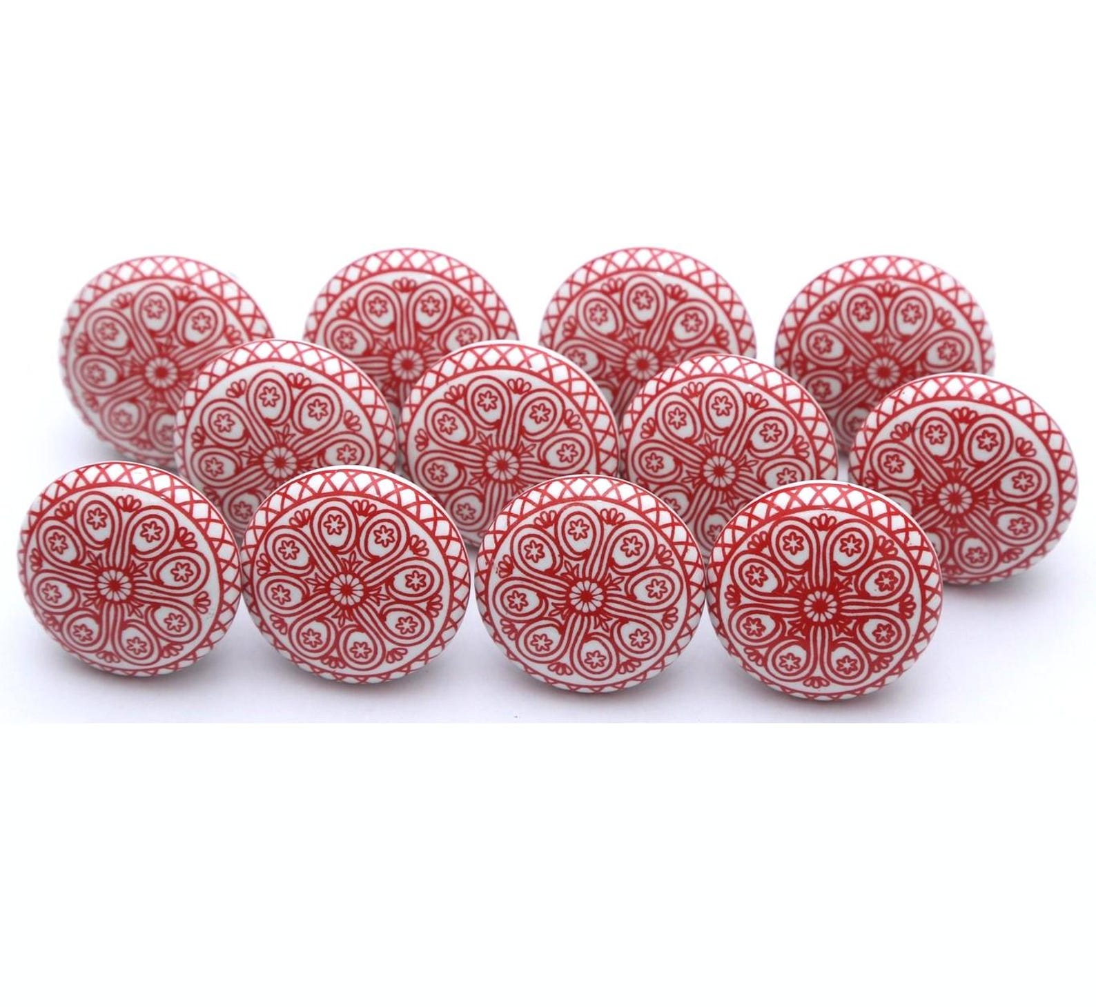 Handmade Red and White Ceramic Knob, Decorative Drawer Pull - Etsy