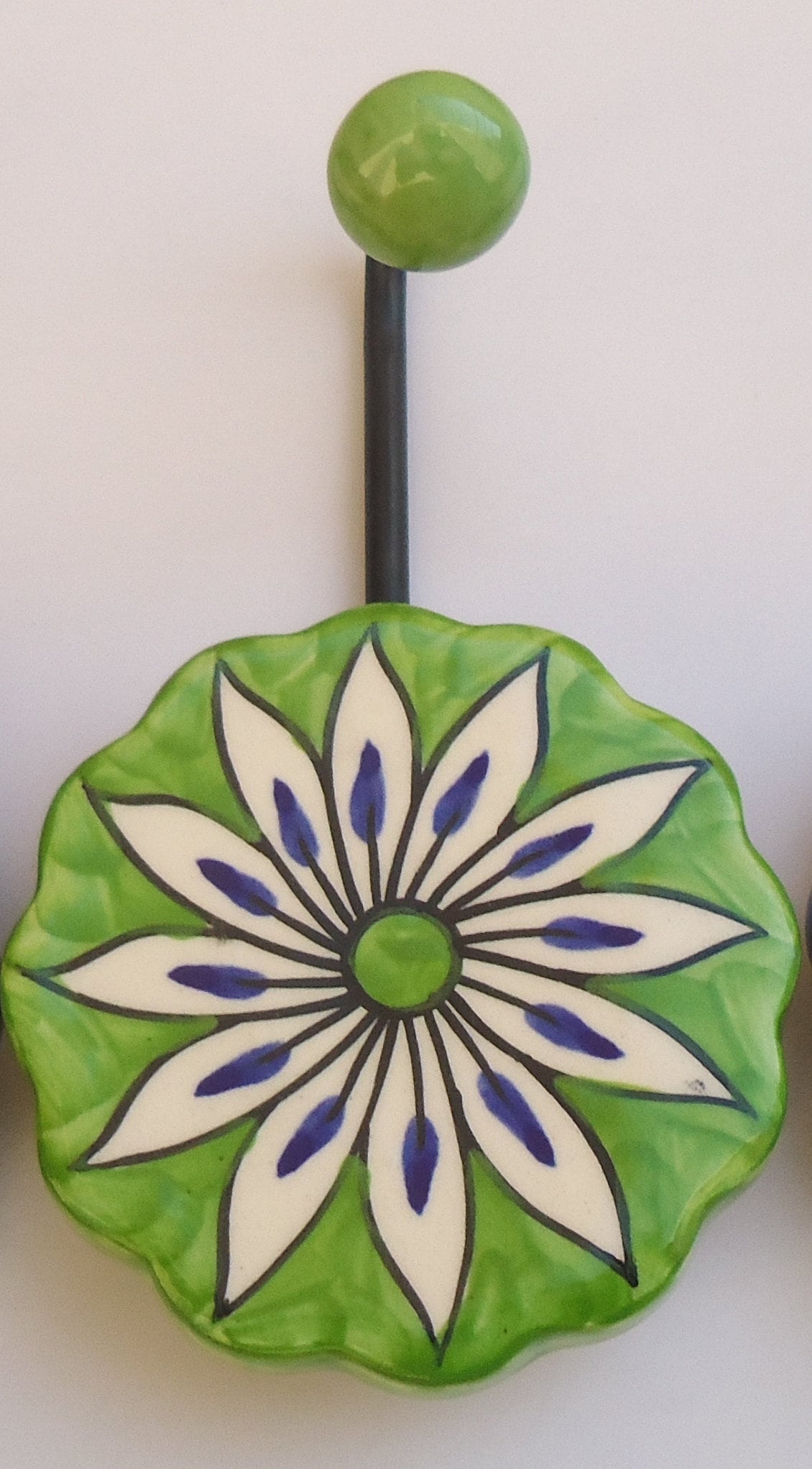 Green Color Ceramic Wall Hooks Handmade HandPainted Cabinet | Etsy