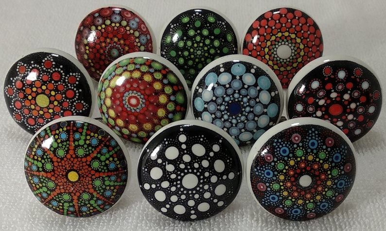 Multi Color Ceramic Knobs Kitchen Cabinet Drawer Knobs | Etsy