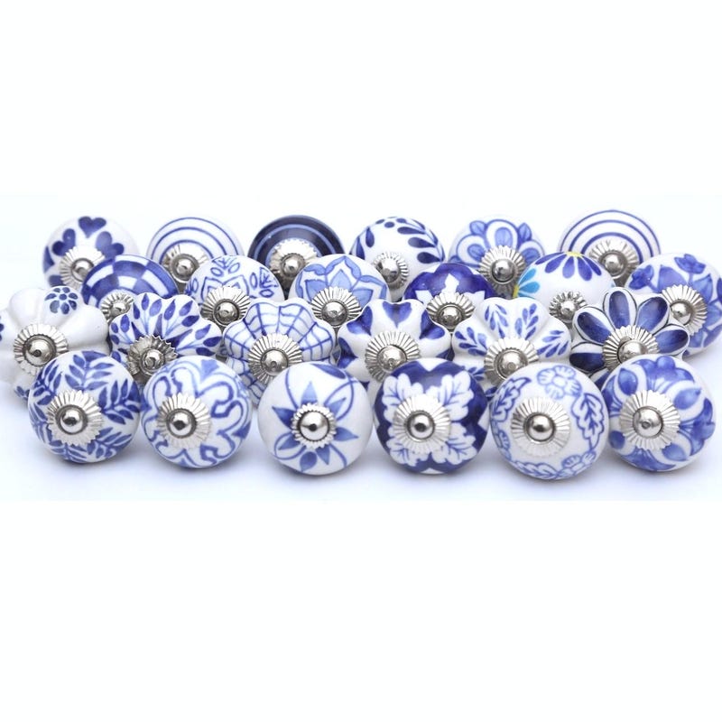 Blue Ceramic Draw Knob - Etsy UK