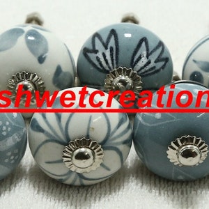 Grey and White Ceramic Knobs Handpainted Ceramic Door Knobs Kitchen Cabinet Knobs Drawer Knobs ...