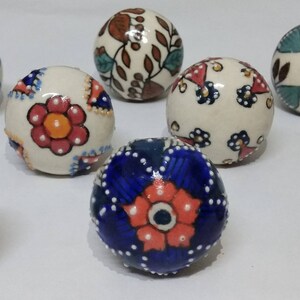 Multicolor Dotted Mixed Ceramic Knobs Handpainted Handmade Ceramic Door Knobs Kitchen Cabinet ...