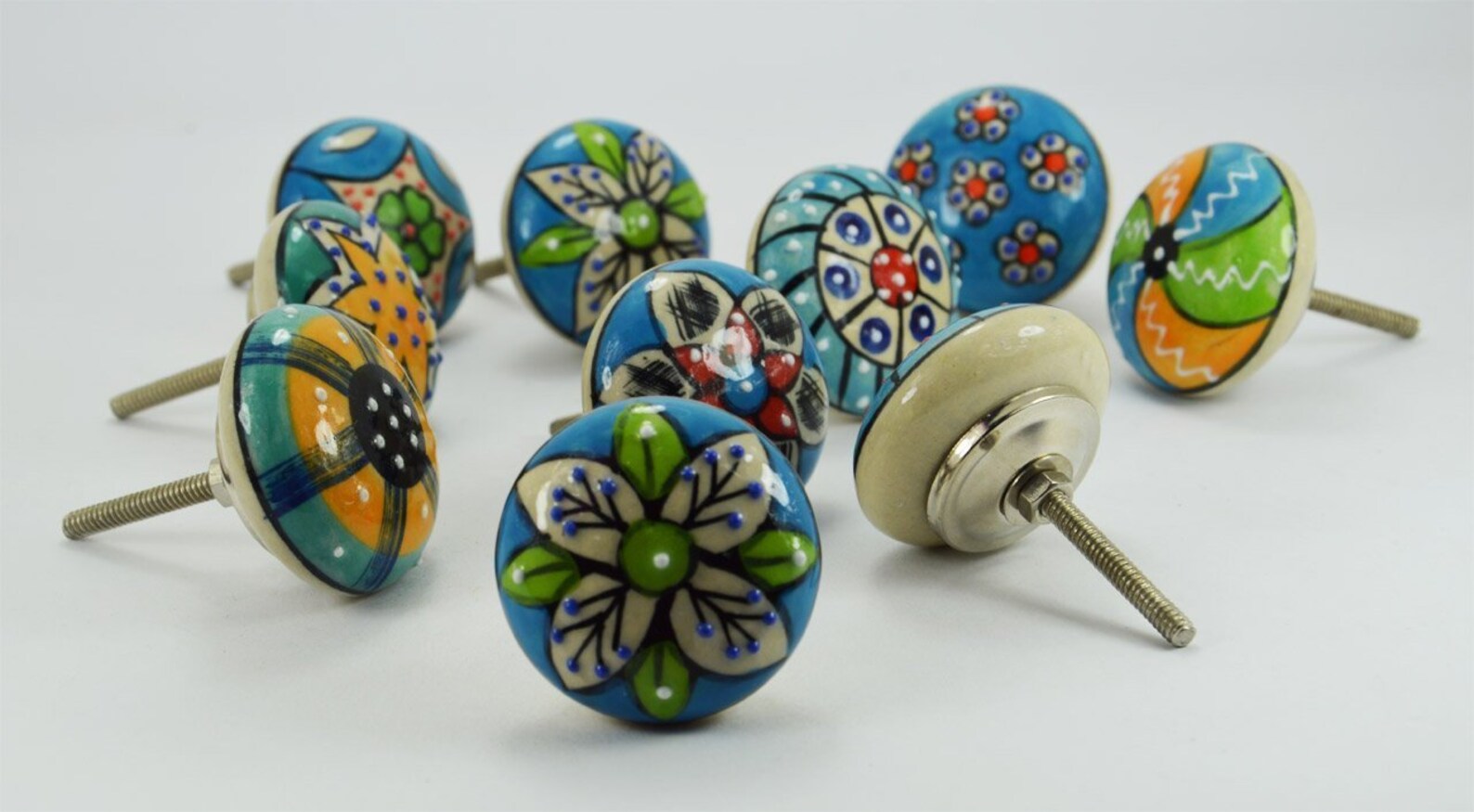 Sky Blue Color Ceramic Knobs Drawer Pulls with Different | Etsy