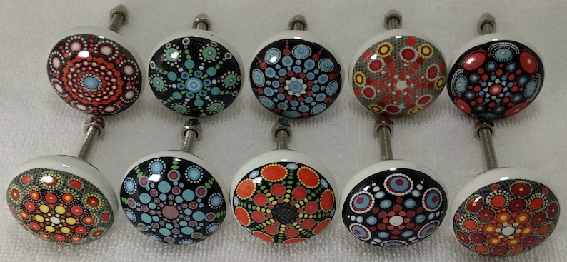 Multi Color Ceramic Knobs Kitchen Cabinet Drawer Knobs | Etsy