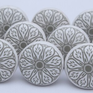 Grey & White Ceramic Knobs Ceramic Door Knobs Kitchen Cabinet Drawer Pulls Cupboard Knobs ...