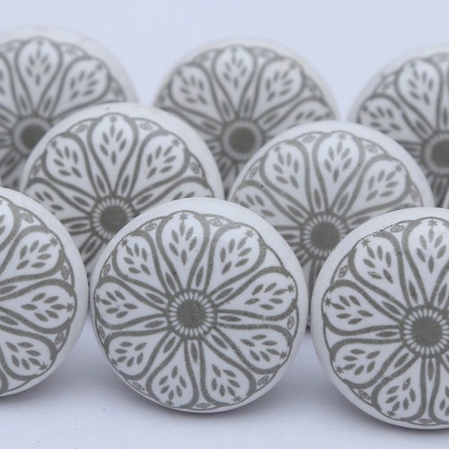 Grey & White Ceramic Knobs Ceramic Door Knobs Kitchen Cabinet - Etsy