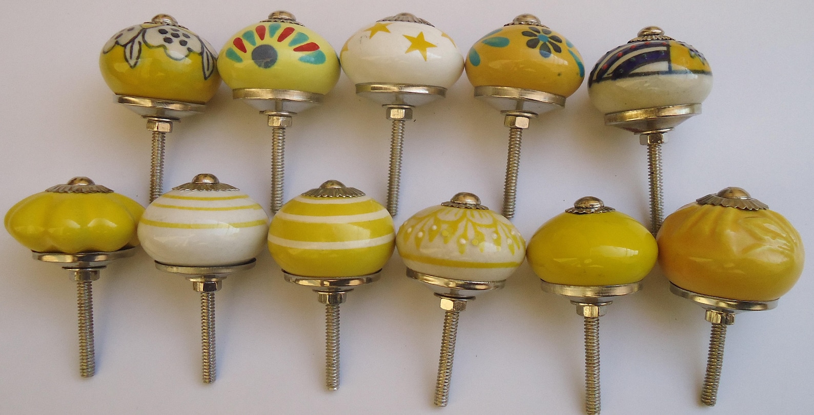Yellow Color Mixed Assorted Design Ceramic Knobs Kitchen - Etsy