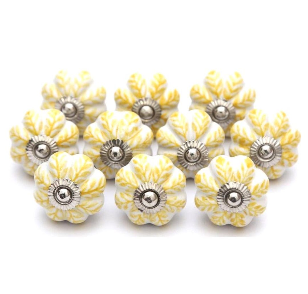 Handmade Ceramic Flower Knobs, Kitchen Cabinet Drawer Pulls - Etsy