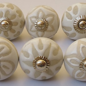 White Ceramic Knobs Vintage Look Ceramic Door Knobs Kitchen Cabinet ...