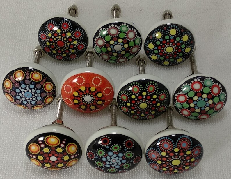 Multi Color Ceramic Knobs Kitchen Cabinet Drawer Knobs - Etsy
