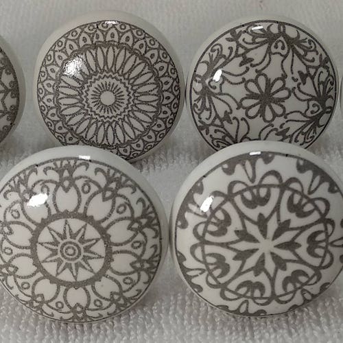 Grey & White Ceramic Knobs Kitchen Cabinet Drawer Knobs - Etsy