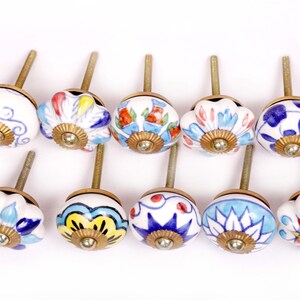 Blue and White Ceramic Knobs Vintage Hand Painted Ceramic Door Knobs Pumpkin Knobs Kitchen ...