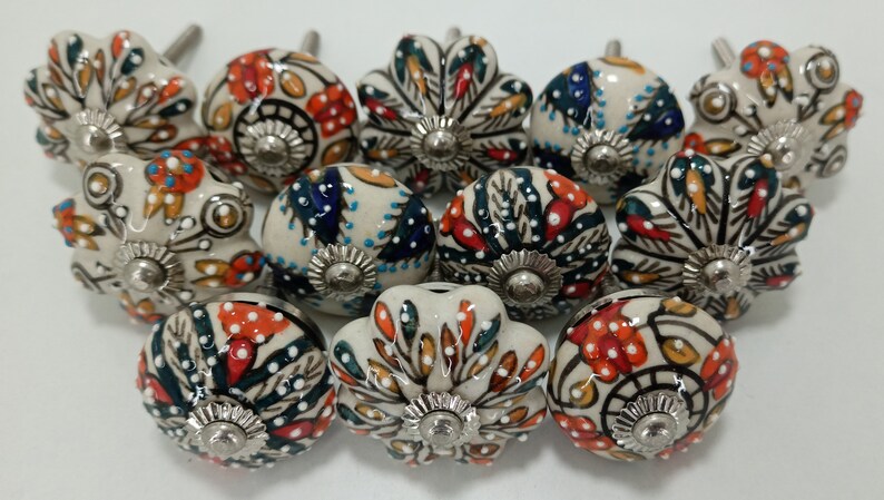 Multicolor Emboss Ceramic Knobs Handpainted Handmade Ceramic - Etsy