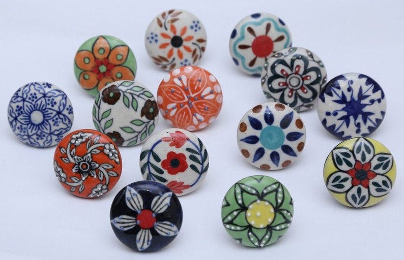 Multicolor Beautiful Stylish Flower Design Ceramic Knobs - Etsy