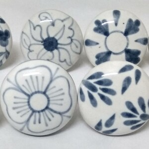 Grey and White Flat Ceramic Knobs Handpainted Kitchen Cabinet Knobs Ceramic Door Knobs Drawer ...