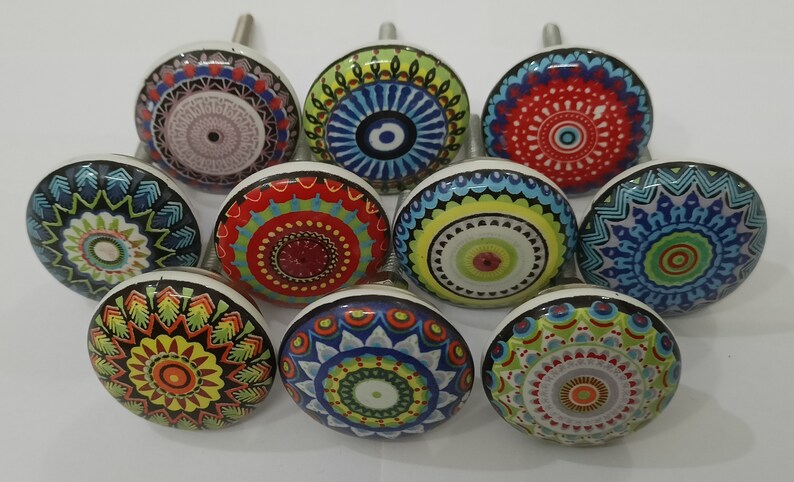 Multicolor Multidesign Ceramic Knobs Ceramic Door Knobs - Etsy