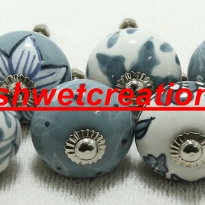 Grey and White Ceramic Knobs Handpainted Ceramic Door Knobs Kitchen Cabinet Knobs Drawer Knobs ...