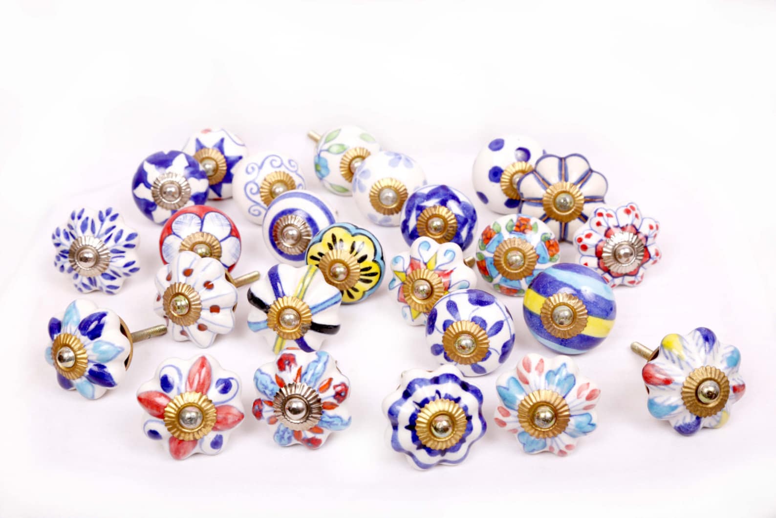 Blue and White Ceramic Knobs Vintage Hand Painted Ceramic Door - Etsy