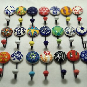 Multicolor Ceramic Hooks Handpainted Hooks Bathroom Hooks Decorative ...