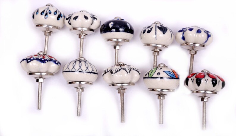 Multicolor Emboss Ceramic Knobs Hand Painted Ceramic Door - Etsy