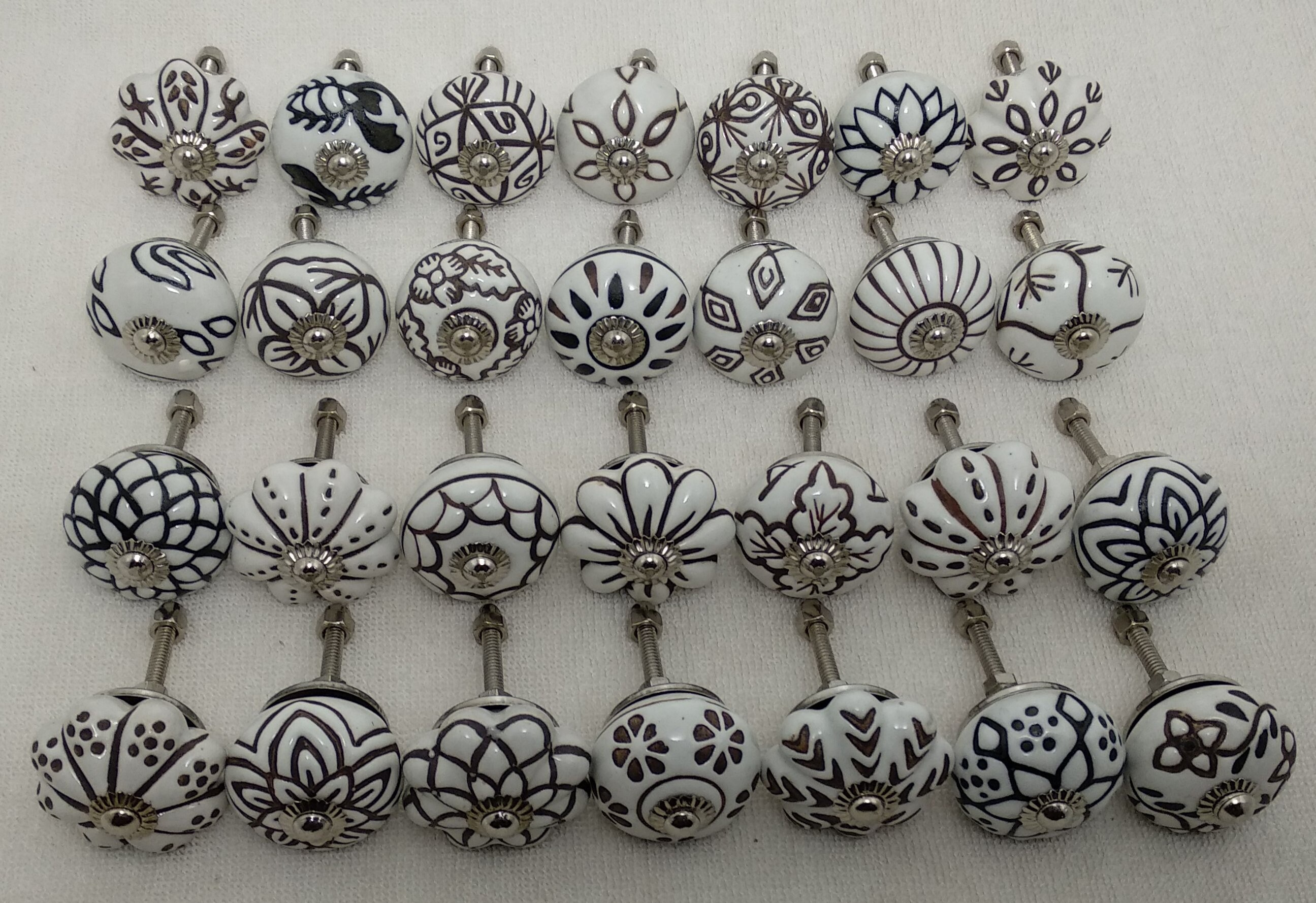 White Vintage Ceramic Knobs Handmade Knobs Kitchen Cabinet | Etsy