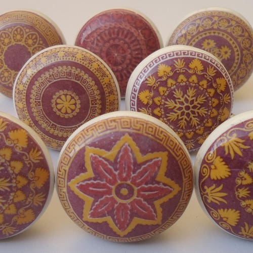 Multi Color Tree Design Ceramic Knobs Kitchen Cabinet Drawer - Etsy