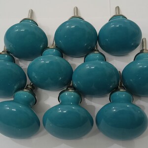Teal Ceramic Knobs, Handmade Decorative Cabinet Hardware - Etsy