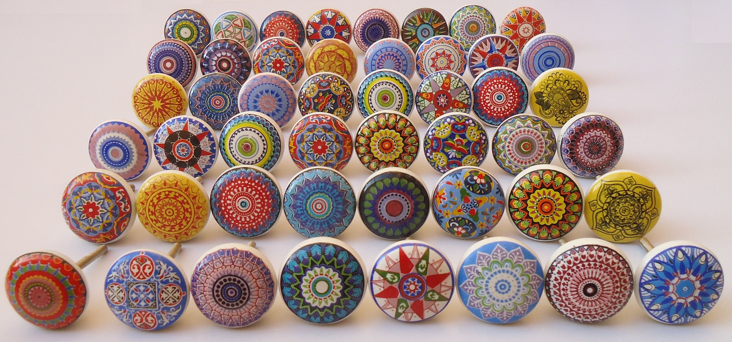 40 Assorted Flat Ceramic Knobs Multicolor Ceramic Door Knobs - Etsy