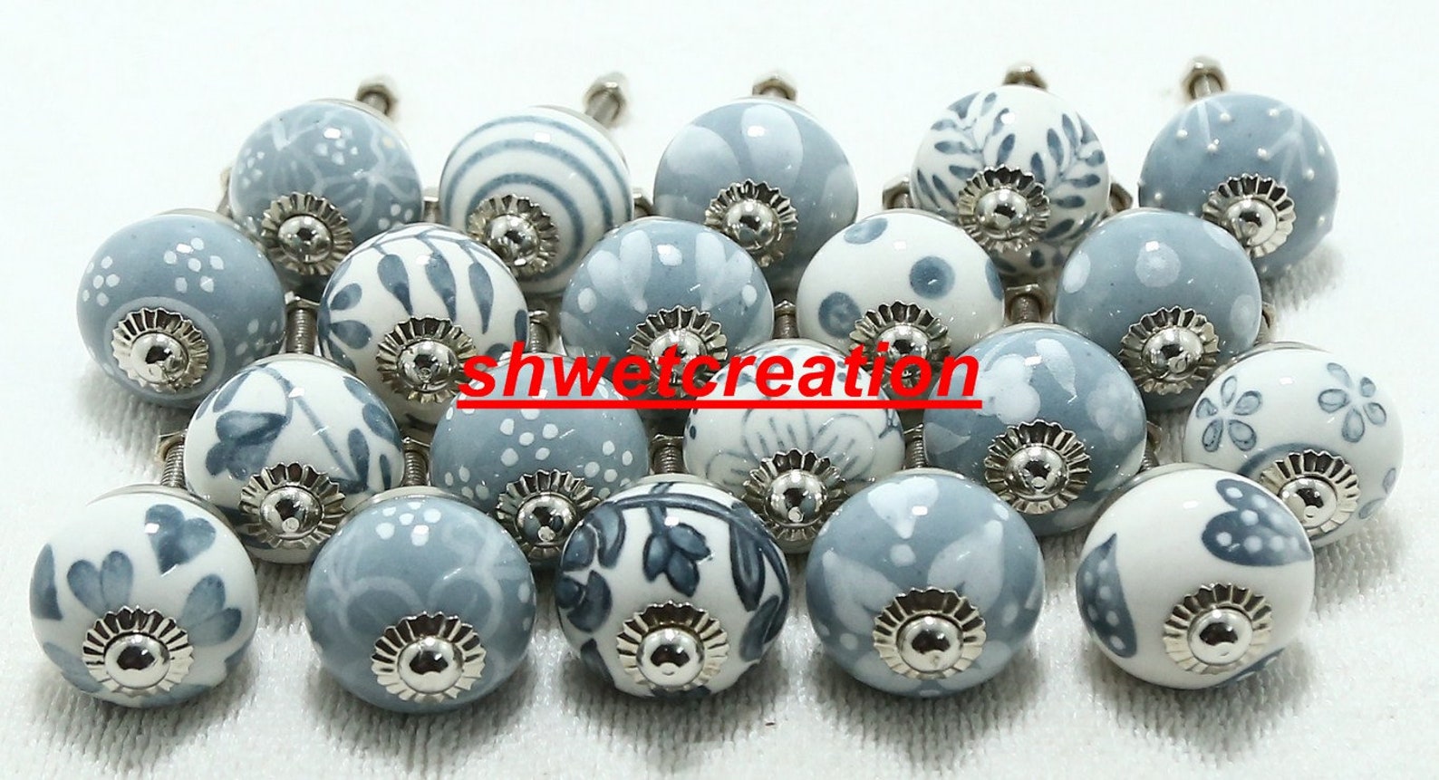 Grey & White Small Size Ceramic Knobs Kitchen Cabinet Drawer Knobs Cupboard Knobs Hardware Knobs ...
