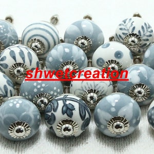 Grey & White Small Size Ceramic Knobs Kitchen Cabinet Drawer Knobs Cupboard Knobs Hardware Knobs ...