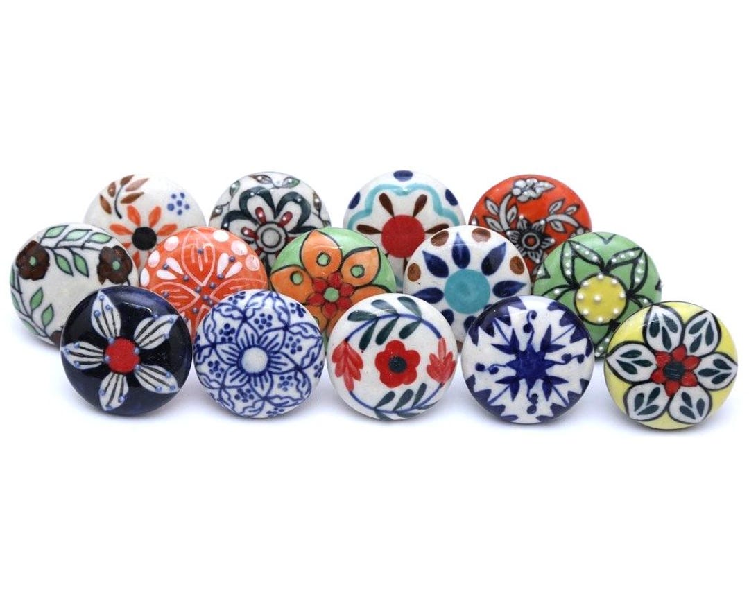 Multicolor Ceramic Knobs Handmade Hand Painted Ceramic Door Knobs ...