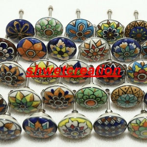 Multicolor Ceramic Door Knobs Handpainted Kitchen Cabinet Drawer Knobs and Pulls Hardware Knobs ...
