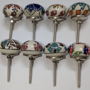 Multicolor Dotted Mixed Ceramic Knobs Handpainted Handmade Ceramic Door Knobs Kitchen Cabinet ...