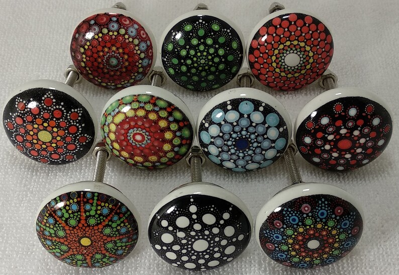 Multi Color Ceramic Knobs Kitchen Cabinet Drawer Knobs | Etsy