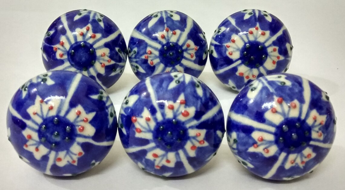 Handmade Blue Ceramic Knobs, Kitchen Cabinet Hardware - Etsy