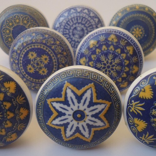 Multi Color Tree Design Ceramic Knobs Kitchen Cabinet Drawer | Etsy