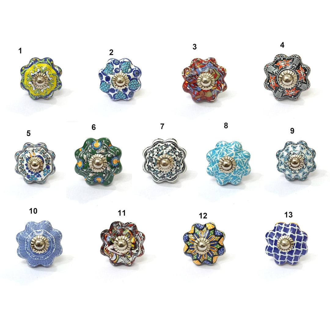 Handpainted Ceramic Flower Knob - Decorative Cabinet Hardware - Etsy