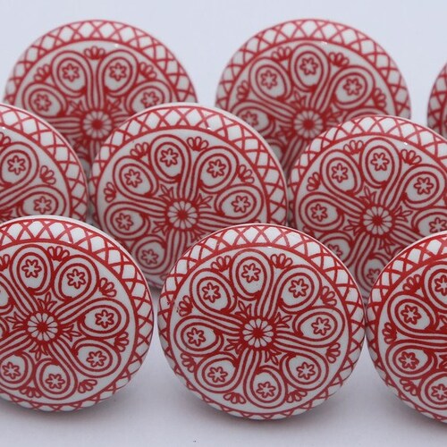 Red and White Ceramic Knobs Ceramic Door Knobs Kitchen Cabinet | Etsy