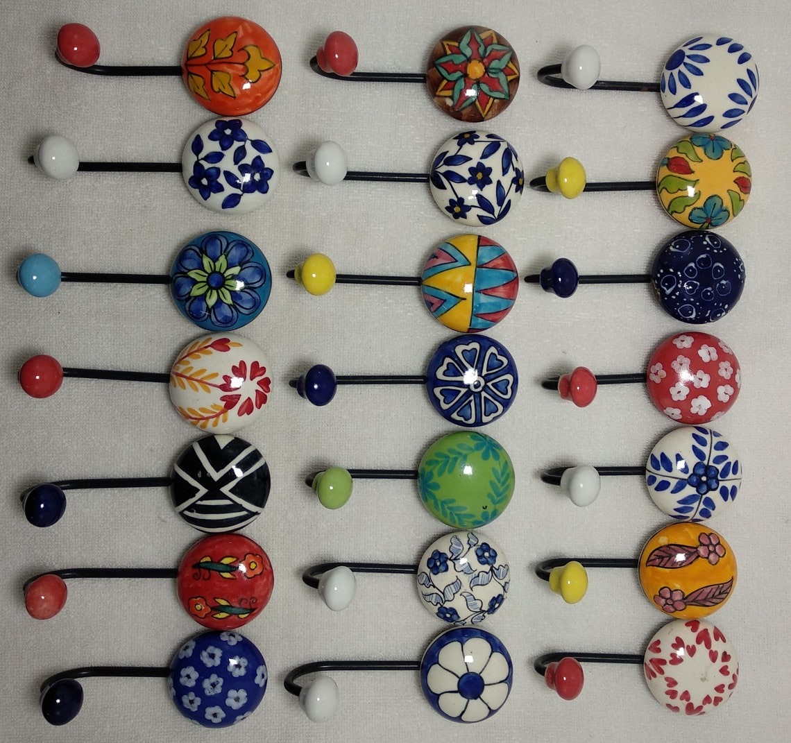 Multicolor Ceramic Hooks Handpainted Hooks Bathroom Hooks - Etsy