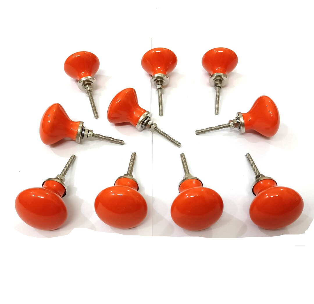 Orange Ceramic Knobs, Handmade Cabinet & Drawer Hardware - Etsy