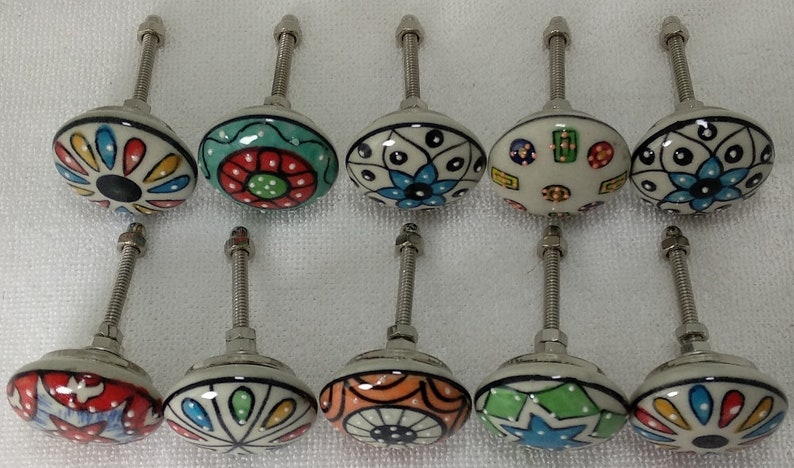 Multicolor Dotted Mix Ceramic Knobs Cabinet Colorfull Knobs | Etsy