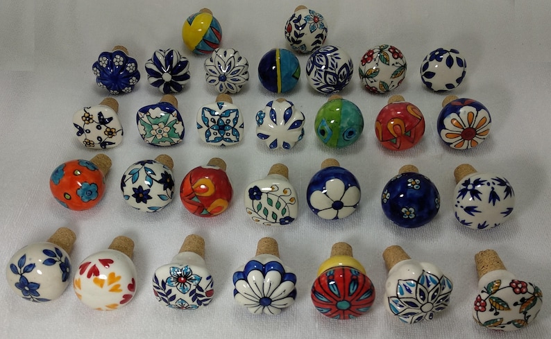 Handpainted Ceramic Wine Bottle Stopper, Assorted Colors - Etsy