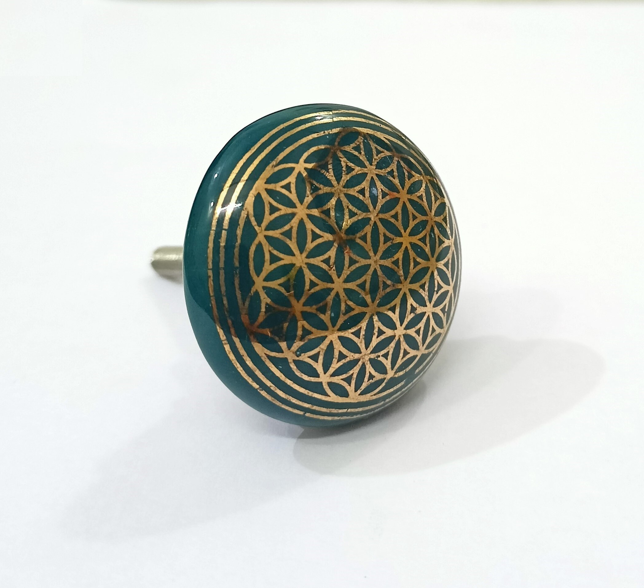 Handmade Golden Ceramic Knobs, Decorative Cabinet Hardware (set of 10 ...