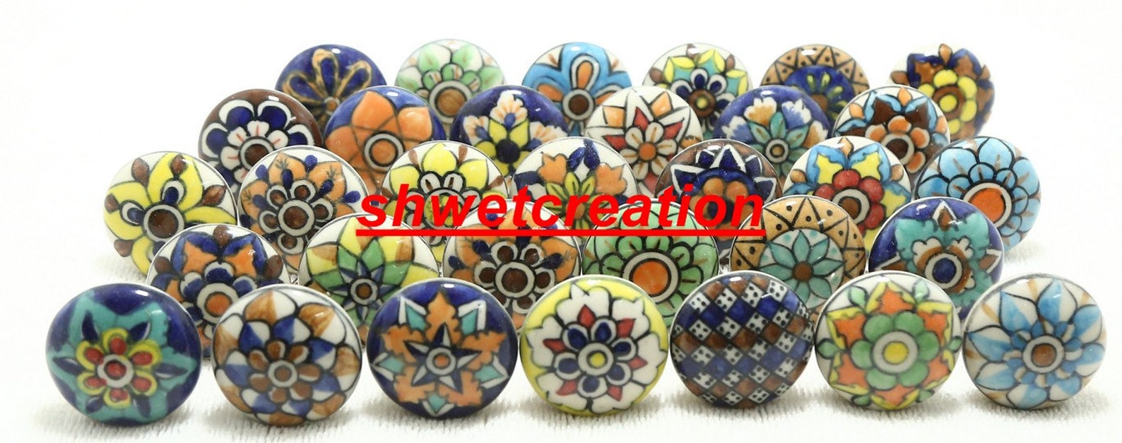 Multicolor Ceramic Door Knobs Handpainted Kitchen Cabinet | Etsy