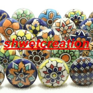 Multicolor Ceramic Door Knobs Handpainted Kitchen Cabinet Drawer Knobs and Pulls Hardware Knobs ...