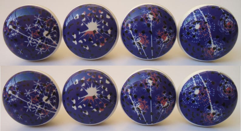 Blue Color Flat Ceramic Knobs Kitchen Cabinet Drawer Knobs - Etsy