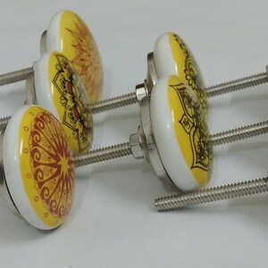 Yellow Color Mixed Flat Ceramic Knobs Kitchen Cabinet Drawer Knobs ...
