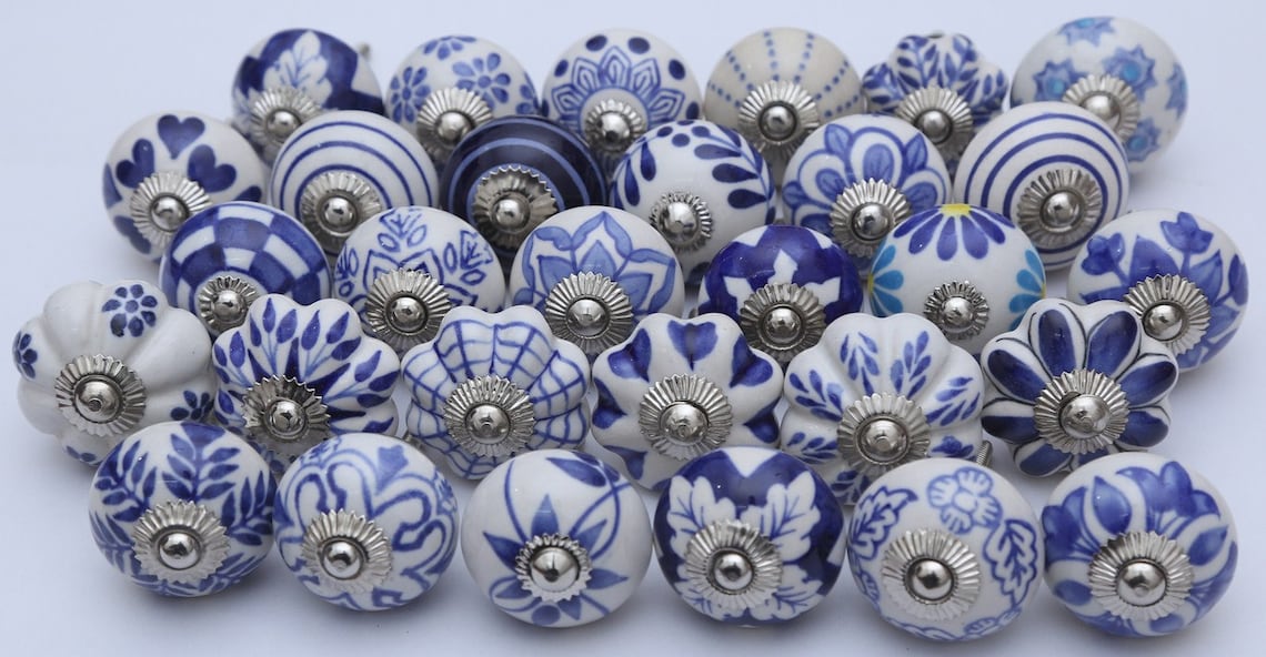 Assorted Blue and White Ceramic Knobs Ceramic Door Knobs - Etsy Australia