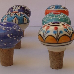 Handpainted Ceramic Wine Bottle Stopper, Artisan Crafted - Etsy